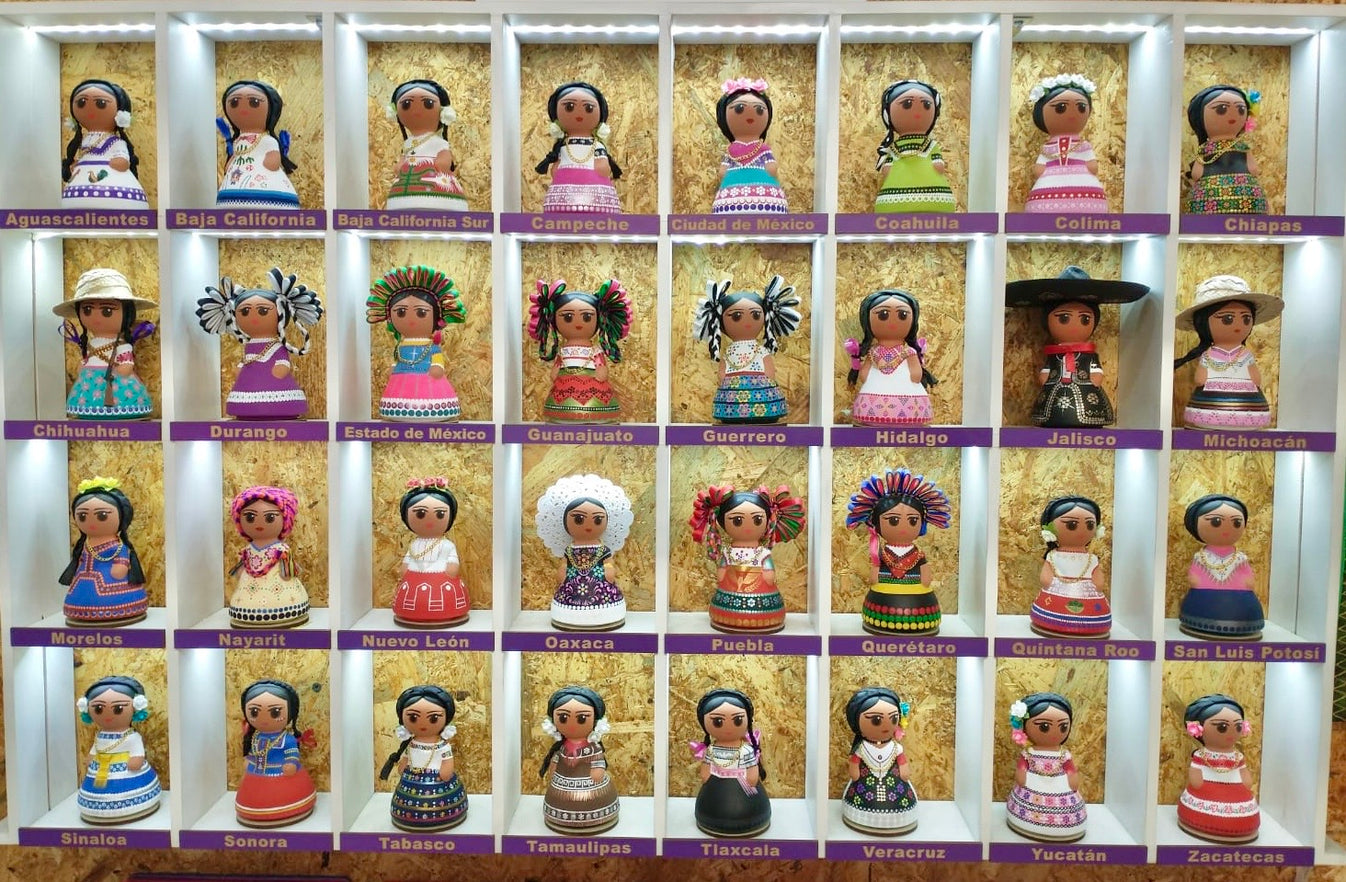 Mexican Handmade Clay Folklore Figurines- 32-Total Mexican State Dolls ...