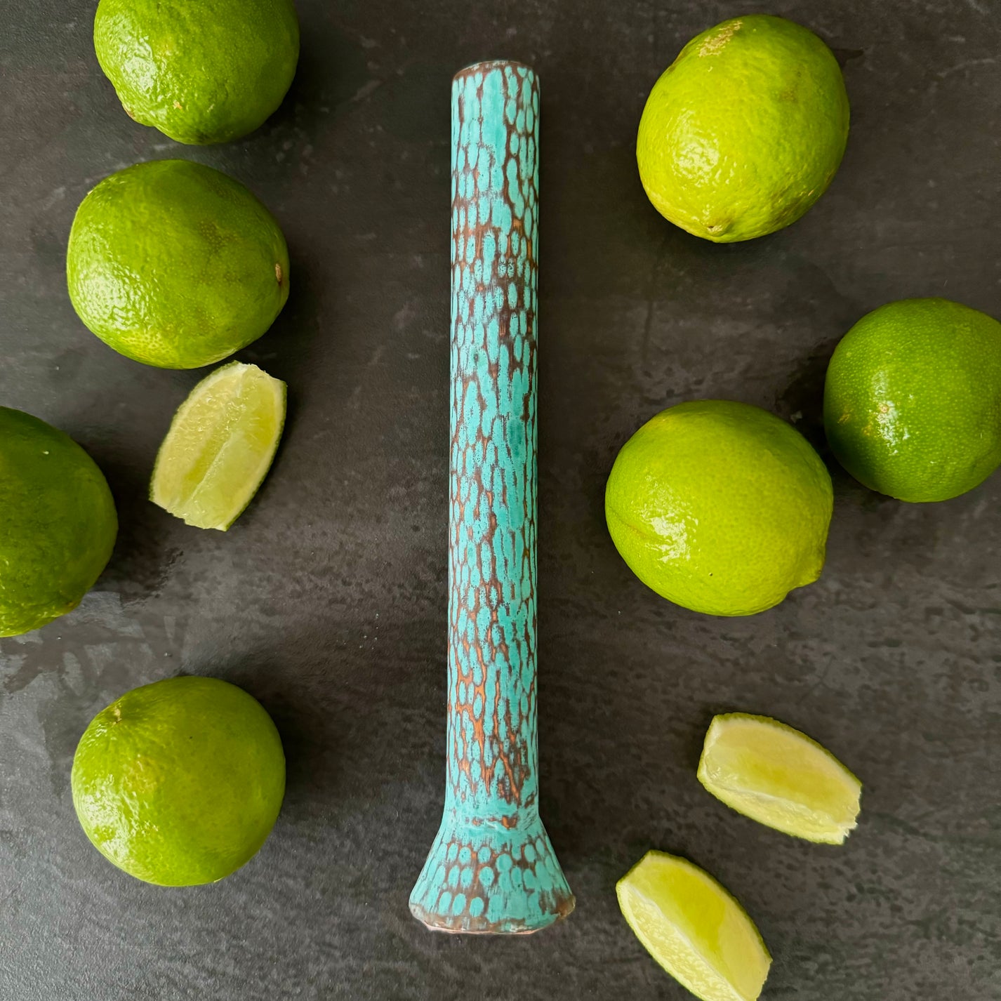 Mexican Handmade Copper 7-Piece Barware & Bar Tools Set- Emerald Set ...