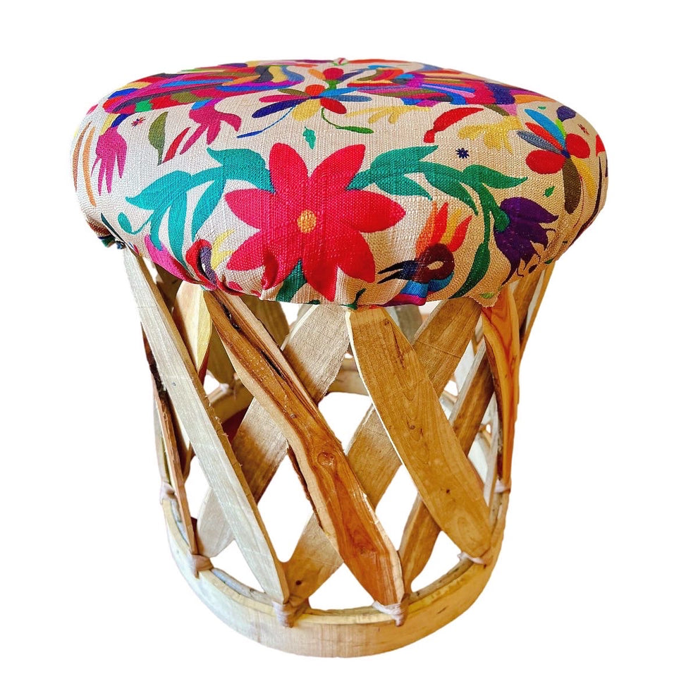 Mexican Handmade Leather Cushioned Equipal Ottoman Footstool ...