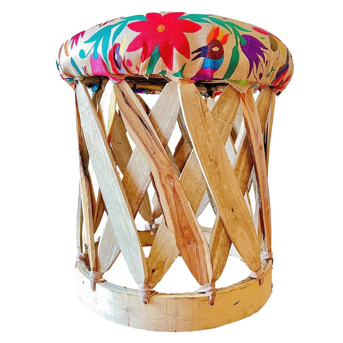 Mexican Handmade Leather Cushioned Equipal Ottoman Footstool ...