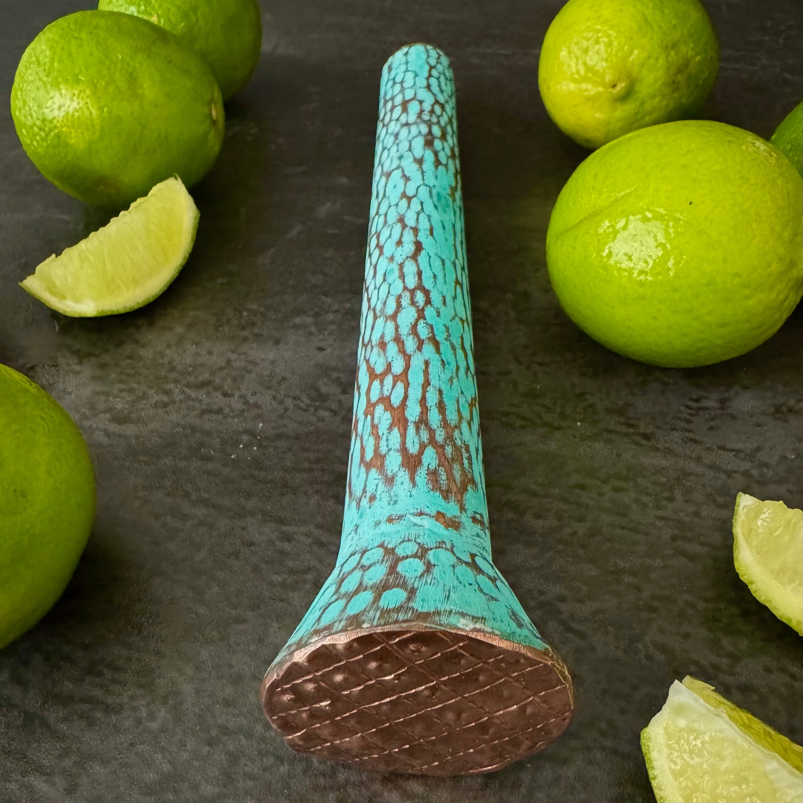 Mexican Handmade Copper 7-Piece Barware & Bar Tools Set- Emerald Set ...