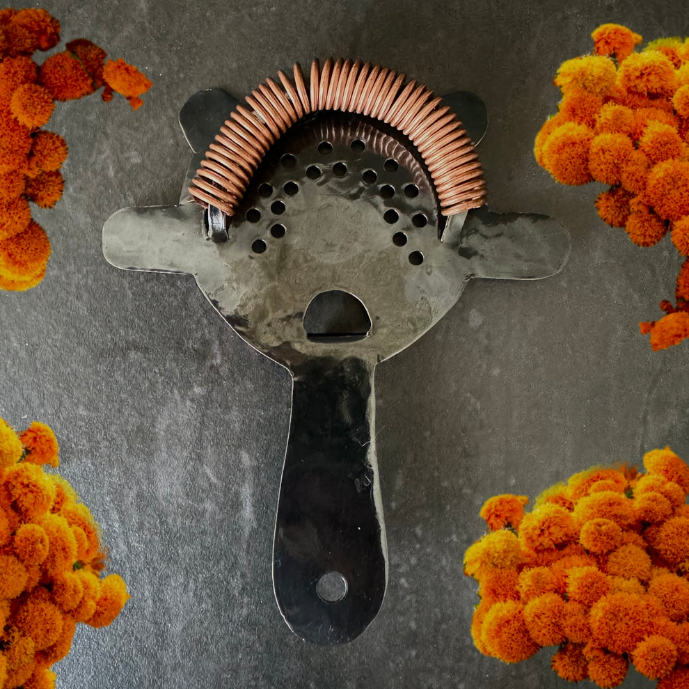 Mexican Handmade Copper 7-Piece Barware & Bar Tools Set- Sugar Skull ...