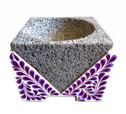Mexican Handmade 5.5" Hand Painted Parota Wood Molcajete- Small Violet ...