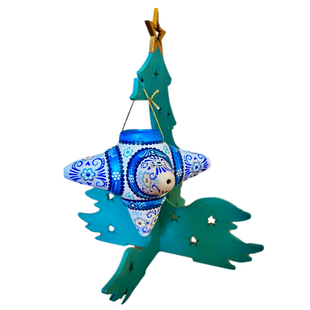 Mexican Handmade Ceramic Piñata Ornament- Talavera Azul | CoLores Decor