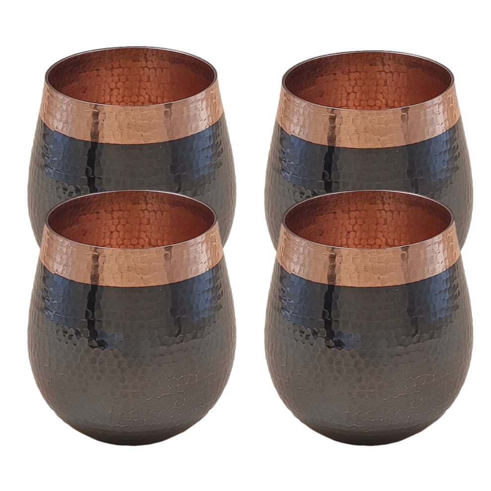 Mexican Copper 15 oz. (Set of 4) Stemless Wine Glass | CoLores Decor